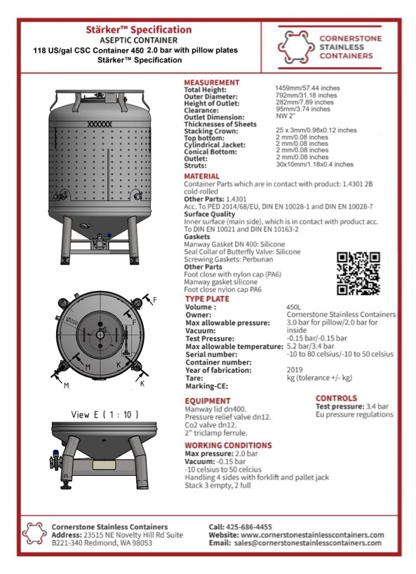 Cornerstone Tank: 118 Gallon Starker Jacketed Container - Silver State ...